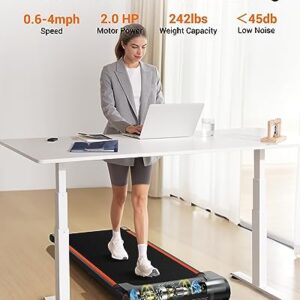 Walking Pad, UREVO Under Desk Treadmill for Home Office, Portable Walking Pad Treadmill Under Desk with Wider Running Belt, Dual Control