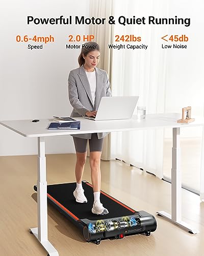 Walking Pad, UREVO Under Desk Treadmill for Home Office, Portable Walking Pad Treadmill Under Desk with Wider Running Belt, Dual Control