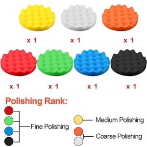 SIQUK 26 Pieces Car Polisher Buffing Pads 3 Inch Car Polishing Pad Kit Foam Polish Pads Wax Bonnets Polisher Buffer Attachment for Drill