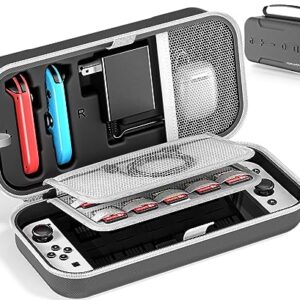 Switch OLED Case Fit for Joy-con And Charger, Portable Switch Travel Carry Case Compatible with Nintendo Switch & Switch OLED, Hard Shell Switch Carrying Case for Switch Accessories with 20 Game Card