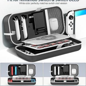 Switch OLED Case Fit for Joy-con And Charger, Portable Switch Travel Carry Case Compatible with Nintendo Switch & Switch OLED, Hard Shell Switch Carrying Case for Switch Accessories with 20 Game Card