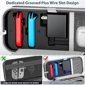 Switch OLED Case Fit for Joy-con And Charger, Portable Switch Travel Carry Case Compatible with Nintendo Switch & Switch OLED, Hard Shell Switch Carrying Case for Switch Accessories with 20 Game Card