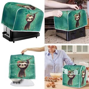 Gomyblomy Sloth Kitchen Aid Mixer + Toaster Cover Set, Stand Mixer Dust Cover with Handle & Pocket, 4 Slice Toaster Protector, Kitchen Decorations