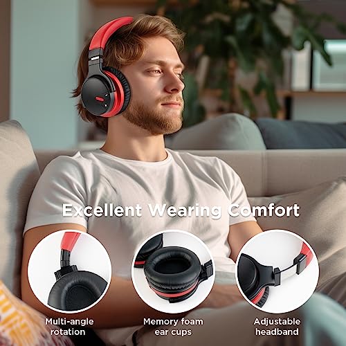 tapaxis E7 Active Noise Cancelling Headphones Wireless Bluetooth Headphones Over The Ear Headphones, Bluetooth Wireless Headphones, Matte Black