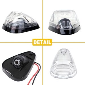 GLOFE 5X Clear Cab Marker Roof Running Lights with Green T10 LED Light Bulbs Assembly Compatible with Ford E150 E250 E350 E450 F150 F250 F350 F450 F550 Super Duty 1999-2016 Pickup Trucks