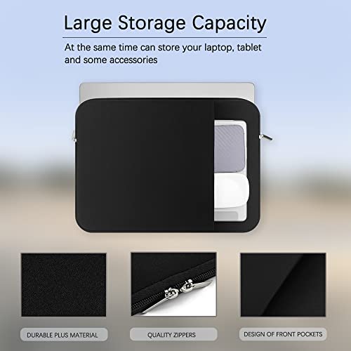 Laptop Sleeve Case for 2023 MacBook Air 15.3 inches A2941 M2 Chip Memory Foam Portable Package Pouch Carrying Travel with Stainless Steel Zipper Polyester Velure Lining Accessories (Black)