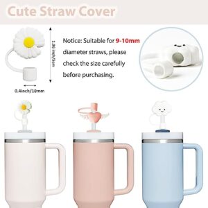 BonneChance Stanley Cup Accessories Set Including 6 Pcs Silicone Spill Proof Stopper, 2 Pcs Straw Cover Cap for 9-10 mm Straws, 1 Pcs Silicone Boot for Stanley Cup Stanley 40oz & 30oz Tumbler (PINK)