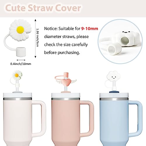 BonneChance Stanley Cup Accessories Set Including 6 Pcs Silicone Spill Proof Stopper, 2 Pcs Straw Cover Cap for 9-10 mm Straws, 1 Pcs Silicone Boot for Stanley Cup Stanley 40oz & 30oz Tumbler (PINK)