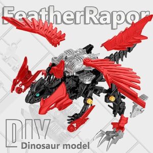 Convjosc Jurassic Toy Auto Diniosaur Walking Pterosaur Dinosaur Pyroraptor Installation Kits Powered by Motor Electric Beast Action Figure, Dino Raptor with Wings Robot