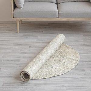 HOMEMONDE Farmhouse Jute Rugs Hand Braided Natural Fiber Oval Shape 4 X 6 Feet Rug Carpet for Living Room, Bedroom - Off White