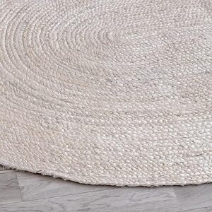 HOMEMONDE Farmhouse Jute Rugs Hand Braided Natural Fiber Oval Shape 4 X 6 Feet Rug Carpet for Living Room, Bedroom - Off White