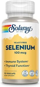 solaray yeast free selenium 100mcg, healthy immune & thyroid function support, enhanced absorption, 90 serv, 90 vegcaps | pack of 2