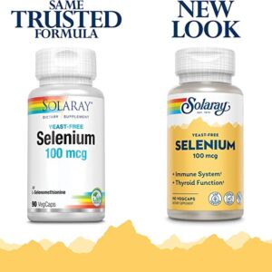 Solaray Yeast Free Selenium 100mcg, Healthy Immune & Thyroid Function Support, Enhanced Absorption, 90 Serv, 90 VegCaps | Pack of 2