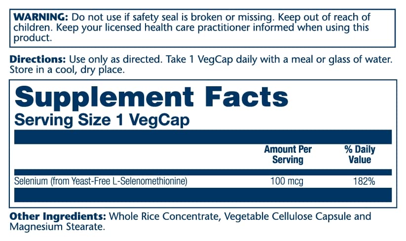 Solaray Yeast Free Selenium 100mcg, Healthy Immune & Thyroid Function Support, Enhanced Absorption, 90 Serv, 90 VegCaps | Pack of 2