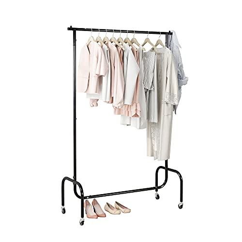 ZGEHCO Clothes Rack Garment racks for Hanging Clothes,Clothing Rack with wheels and Brakes,Commercial Grade Heavy Duty Sturdy Metal Rolling Clothes Coat Rack Holder Free Standing,Black