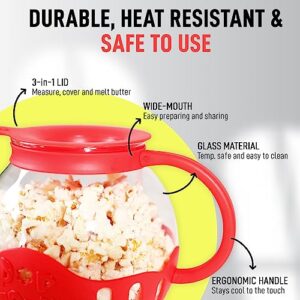 Orchid Child Pop-perly Microwave Popcorn Popper - Effortlessly Make Delicious Popcorn at Home - BPA-Free, Heat-Resistant, Borosilicate Glass Body - Perfect for Movie Nights and Snacking - 3 Quart Pop Corn Maker