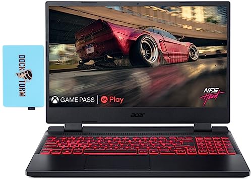 acer Nitro 5 15.6" 165Hz 2K QHD IPS Gaming Laptop (AMD Ryzen 7 6800H 8-Core 3.20GHz, 16GB DDR5, 2x512GB PCIe SSD (1TB), GeForce RTX 3070 Ti 8GB, Red Backlit KYB, WiFi 6, Win11Home) w/Dockztorm Dock