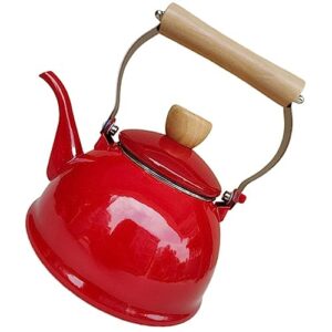 porcelain enameled tea kettle enamel whistle tea kettle teapot with handle for stovetop retro hot water tea kettle pot home dorm apartments camping coffee makers (1.4l)