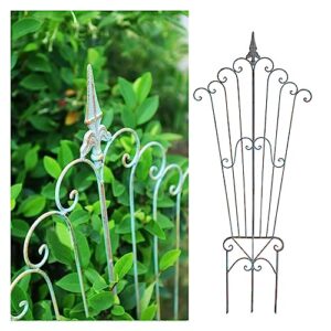 noirda vintage garden climbing trellis, 125cm×53cm fan-shaped plant support fence, metal rose trellis for outdoor garden lawn terrace flower beds