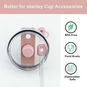 Straw Spill Stopper Cover Boot Sleeve for Stanley Cup 40 oz 30 oz Quencher H1.0, 4 Leak Sproof Stopper, 2 Tumbler Silicone Boot, 2 Straw Cover Cap for Stanley Cup Accessories Pink