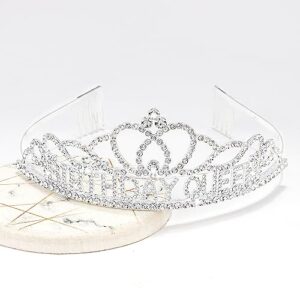 Chanaco Birthday Sash Birthday Crowns for Women Birthday Queen Sash Birthday Crown Tiaras for Women Silver Happy Birthday Decorations Birthday Gifts