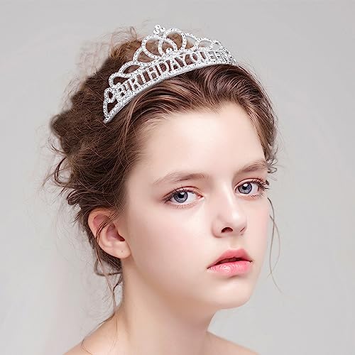 Chanaco Birthday Sash Birthday Crowns for Women Birthday Queen Sash Birthday Crown Tiaras for Women Silver Happy Birthday Decorations Birthday Gifts