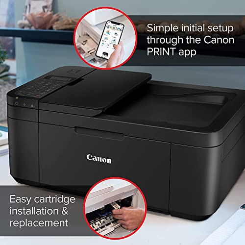 Canon PIXMA TR4720 Wireless Color All-in-One Inkjet Printer, Black - Print Copy Scan Fax - 4800 x 1200 dpi, Auto 2-Side Printing, 20-Sheet ADF, 2-Line LCD Display, DAODYANG Printer_Cable