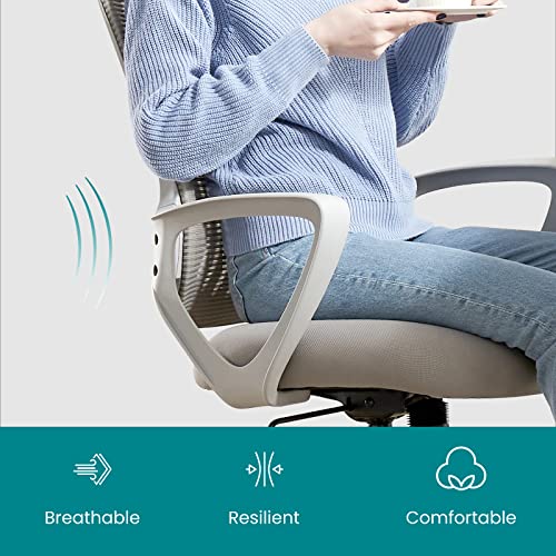 Office Chair, Mid Back Desk Chair1 Ergonomic Mesh Computer Gaming with Larger Seat, Executive Height Adjustable Swivel Task with Lumbar Support Armrest for Women Adults