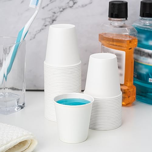 RACETOP [100 Count] 3 oz Paper Cups Bathroom, Small Paper Cups Disposable, Bathroom Cups, Mouthwash Cups, Ideal for Bathroom, Snack