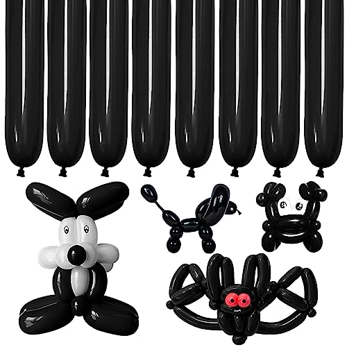 LXZFCRG 260 Balloons Black Long Balloons for Balloon Animals, 100pcs Twisting Balloons for Balloon Garland Animals Modeling Birthday Wedding Party Decorations