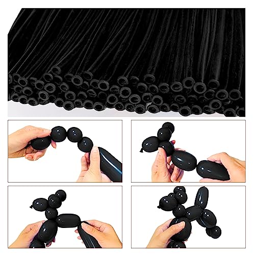 LXZFCRG 260 Balloons Black Long Balloons for Balloon Animals, 100pcs Twisting Balloons for Balloon Garland Animals Modeling Birthday Wedding Party Decorations