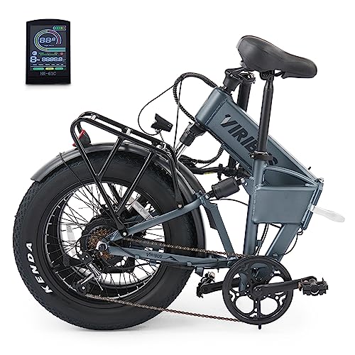 Viribus Electric Bike for Adults, 28mph Ebikes for Adults, 500W Electric Bicycle Folding with 36V 12Ah Removable Battery, Potable Pedal Assist Folding Electric Bike for Beach Snow Commuting, Grey