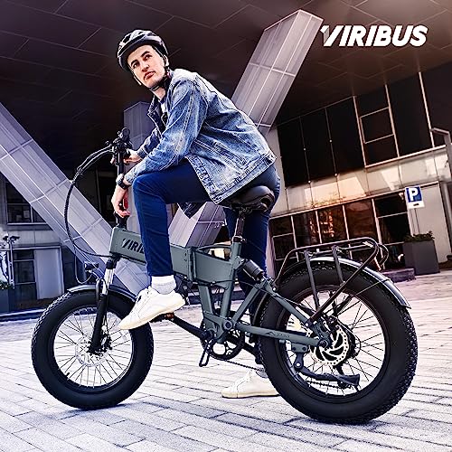 Viribus Electric Bike for Adults, 28mph Ebikes for Adults, 500W Electric Bicycle Folding with 36V 12Ah Removable Battery, Potable Pedal Assist Folding Electric Bike for Beach Snow Commuting, Grey