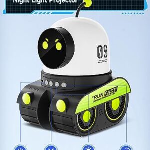 PIKOY Robot Night Light for Kids【12 Films】 Kids Night Light Projector,Bluetooth Music Baby Night Lights for Kids Room, 360° Rotation Rechargable Planets Star Projector Planetarium Projector Lamp