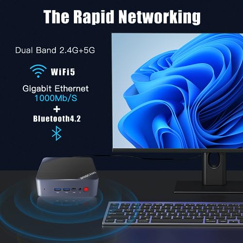 BOSGAME B95 Mini PC Intel 12th N95(up to 3.4GHz), 16GB DDR4 RAM 512GB NVMe SSD Mini Desktop Computers, Support Triple Display, 4 USB 3.2, 2 HDMI, RJ45,2.4/5G WiFi, 4K UHD