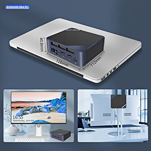 BOSGAME B95 Mini PC Intel 12th N95(up to 3.4GHz), 16GB DDR4 RAM 512GB NVMe SSD Mini Desktop Computers, Support Triple Display, 4 USB 3.2, 2 HDMI, RJ45,2.4/5G WiFi, 4K UHD