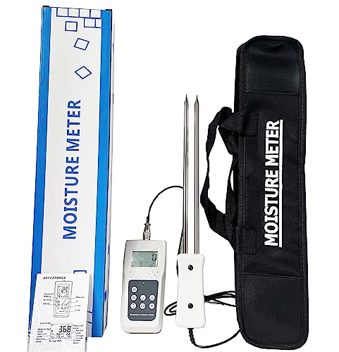 HFBTE Storage Hay Moisture Meter Tester Detector Statistical Hay Bale Moisture Meter Tester Range 5-82% for Alfalfa Pasture Knot Straw Leymus Chinensis Orchard Grass Pennisetum Hydridum And Other Hays