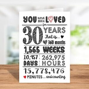 Katie Doodle 30th Birthday Card - Super Cute 30th Birthday Gifts for Her, 30th Birthday Decorations for Women Men, Dirty 30 Birthday Decorations for Her Him - Includes 30 Years Loved Card & Envelope