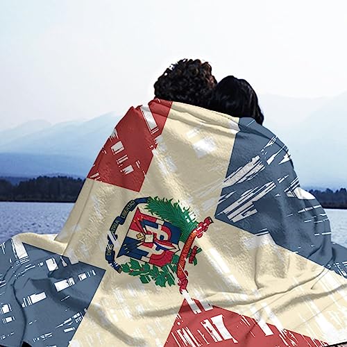 Lightweight Flannel Blanket for Men Boys, Compatible with Dominican Republic Grunge Flag, Small Large Warmer Fall Throw Blanket, Cute Fleece Blanket for Couch Bed Sofa Chair, Queen King Size Blankets