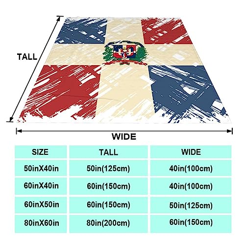 Lightweight Flannel Blanket for Men Boys, Compatible with Dominican Republic Grunge Flag, Small Large Warmer Fall Throw Blanket, Cute Fleece Blanket for Couch Bed Sofa Chair, Queen King Size Blankets