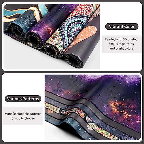 Colorful Star Leather Desk Pad, Black Human Skeleton Large Mouse Pad for Desk Gaming, Waterproof Keyboard Desk Mat with Non-Slip Base and Stitched Edge for Home Office Gaming Work (31.5" x 15.7")