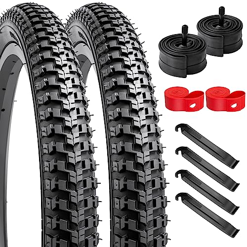 2 Pack 20" Bike Tires 20 x 2.125(57-406) and 20" Bike Tubes Compatible with 20x2.125 Bike Tires and Tubes (Y705)