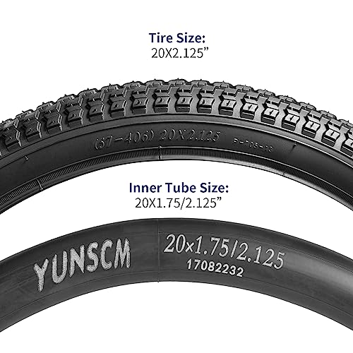 2 Pack 20" Bike Tires 20 x 2.125(57-406) and 20" Bike Tubes Compatible with 20x2.125 Bike Tires and Tubes (Y705)