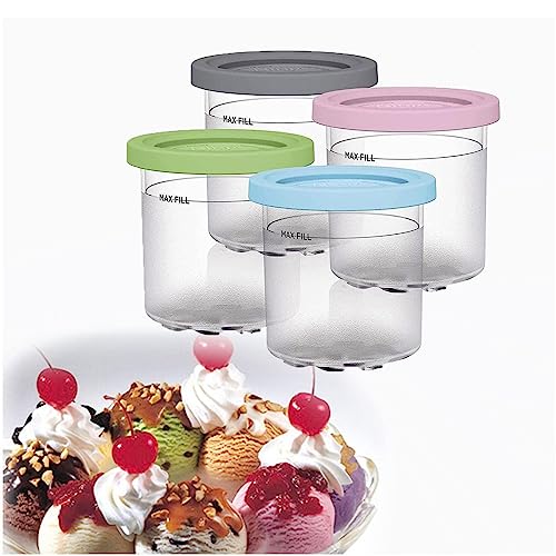 Creami Deluxe Pints, for Ninja Ice Cream Maker Cups, Pint Frozen Dessert Containers Reusable,Leaf-Proof for NC301 NC300 NC299AM Series Ice Cream Maker