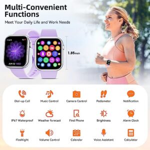 Hwagol Smart Watch,Bluetooth Call Smartwatch for Men Women,Monitor Heart Rate/Sleep/Blood Oxygen/Pedometer,Multiple Exercise Modes,Compatible with iOS and Android, 1.85-inch Screen Fitness Trackers