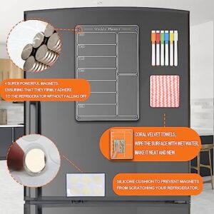 Latouni Acrylic Magnetic Menu Board for Kitchen,Acrylic Weekly Calendar for Fridge,Acrylic Dry Erase Board for Refrigerator,Clear Meal Planner for Fridge with 6 Magnetic Erasable Markers 8"x12"