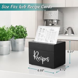 DRASTAR Recipe Box, Wooden Recipe Organizer, Recipe Holder Box with 50 Recipe Cards 4"x6" & 6 Dividers, Recipe Book to Write in Your Own Recipes