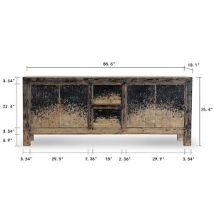 Artissance Two Drawers Buffet Weathered Distressed Black 87x18x35H Sideboard