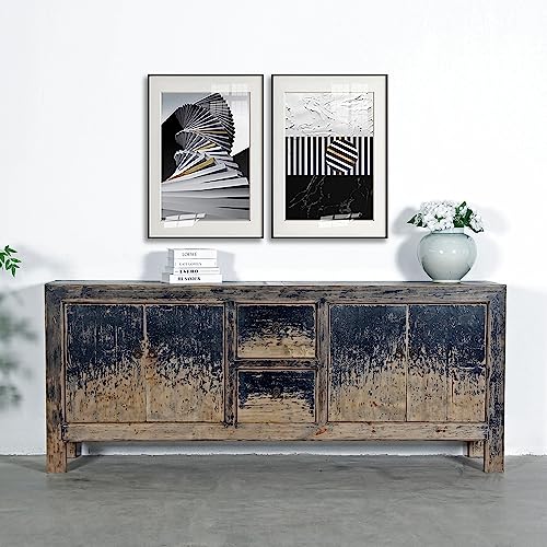 Artissance Two Drawers Buffet Weathered Distressed Black 87x18x35H Sideboard