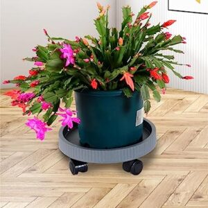 3 Pack Plant Caddie with Wheels and Water Storage Tray, 12.6" Rolling Plant Stand, 4-Wheeled Plant Roller, Lockable Casters, Heavy Duty Plant Caddy for Large Indoor and Outdoor Planters